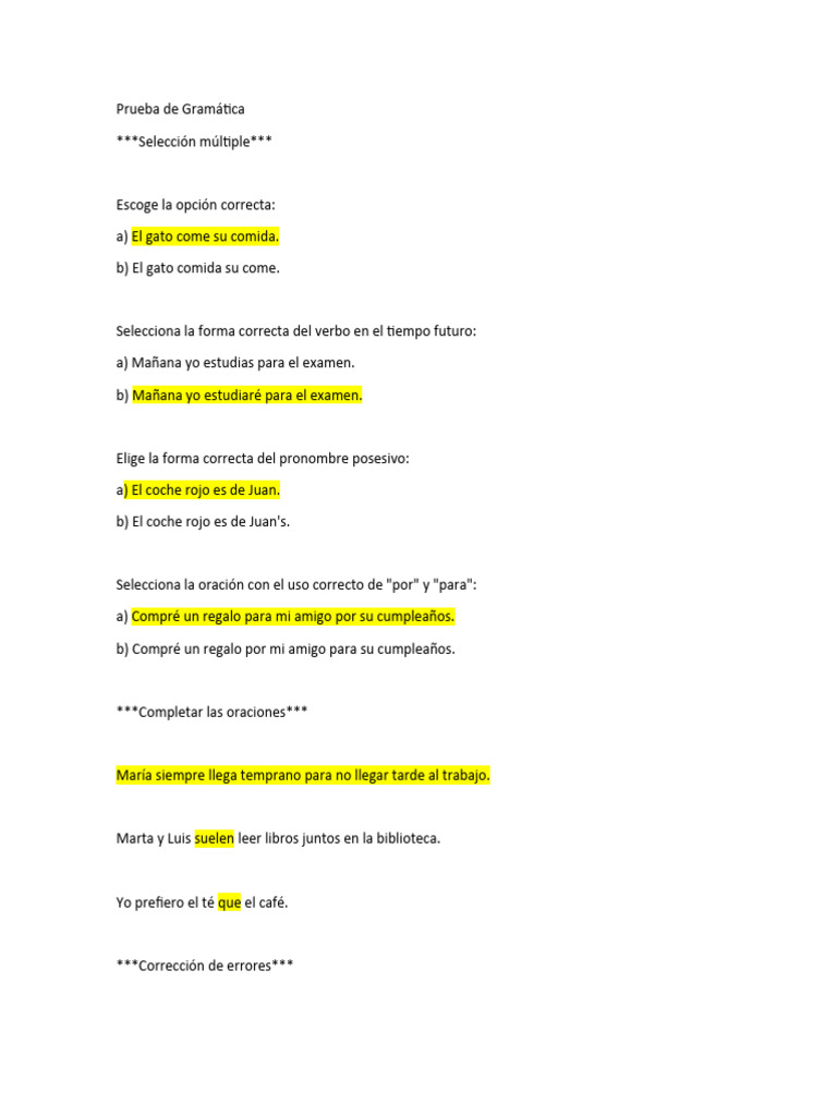 Prueba de Gramatica. | PDF | Artes del Lenguaje y Comunicación | Poesía