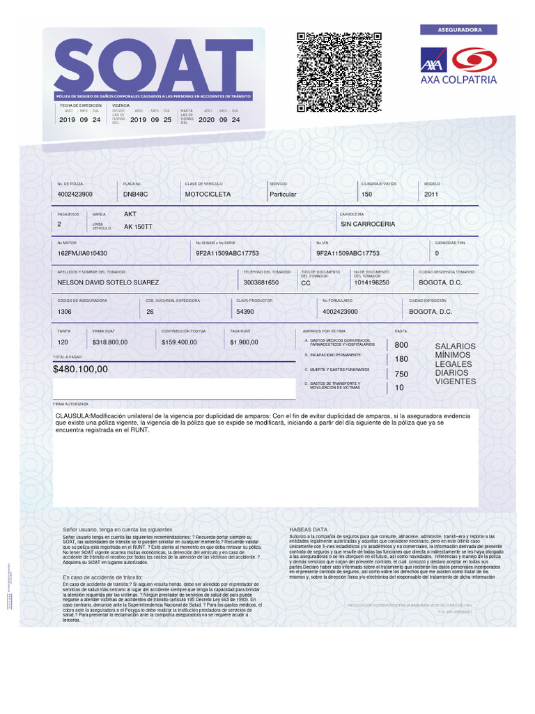 Soat | PDF | Seguro de vehículo | Seguro