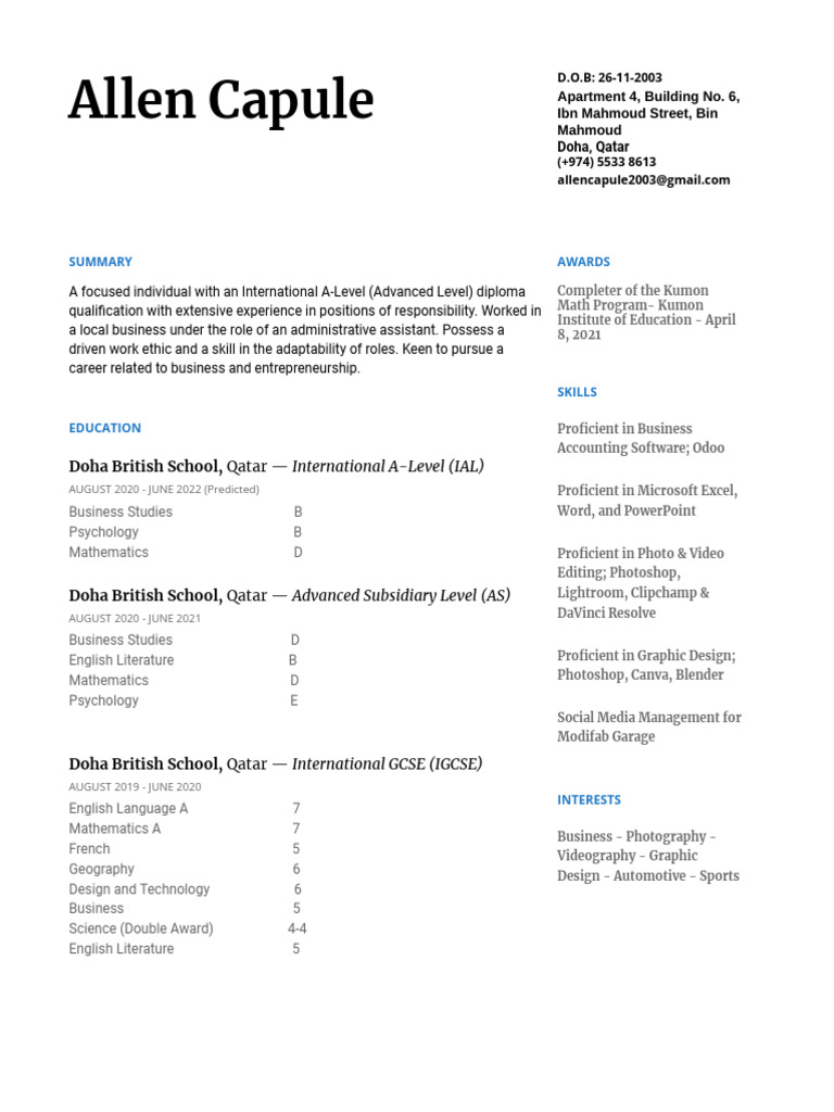 Final CV - Allen Capule | PDF