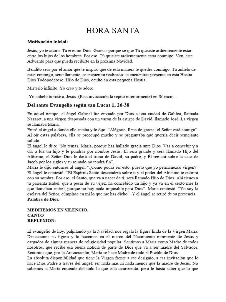 Hora Santa | PDF | María, madre de Jesús | Jesús