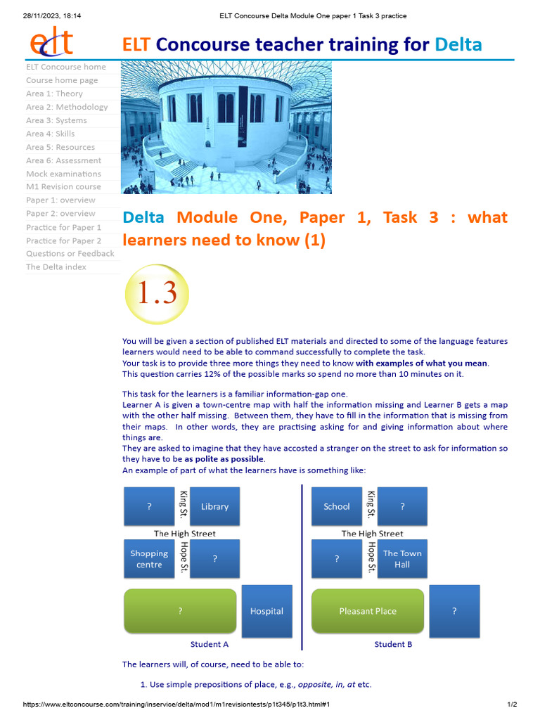 ELT Concourse Delta Module One Paper 1 Task 3 Practice | PDF ...