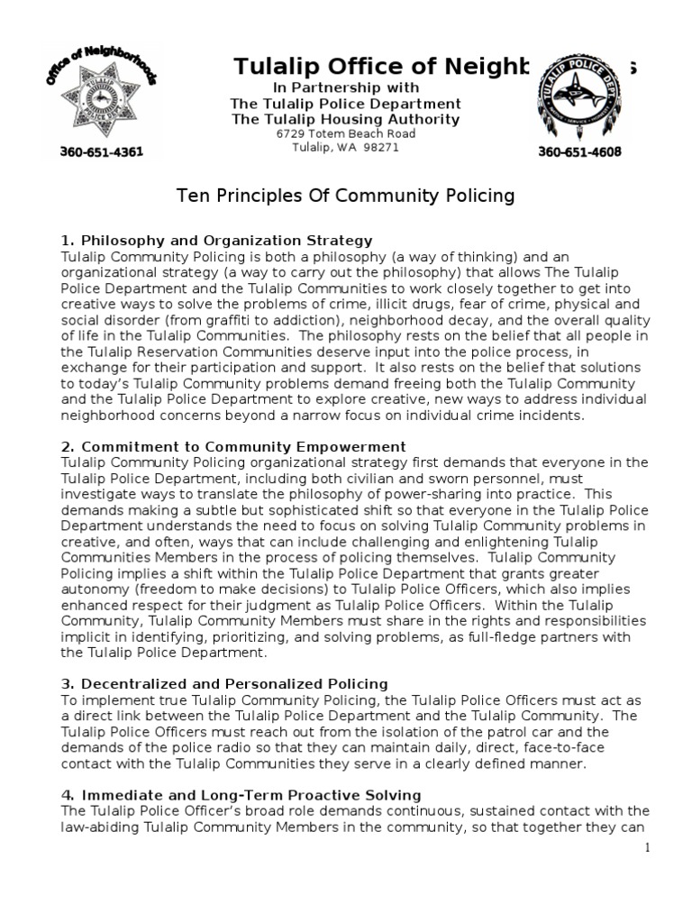 Principles To Community Policing | PDF | Community Policing | Police