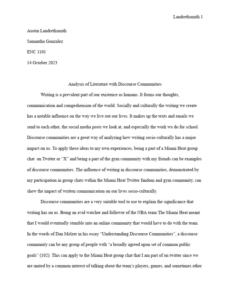 Discourse Communities in Writing Analysis | PDF | Discourse | Physical Fitness