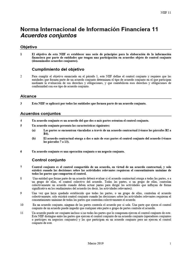 110.NIIF 11 Acuerdos Conjuntos | PDF | normas internacionales de ...