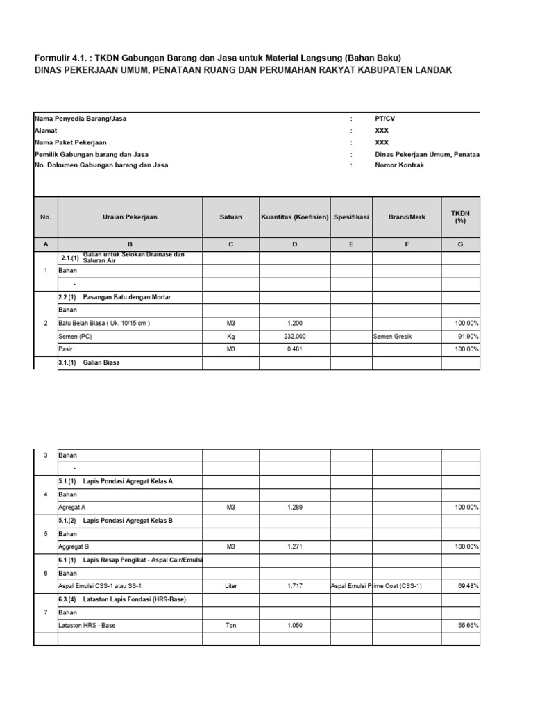 Formulir TKDN-BM (Konstruksi) | PDF