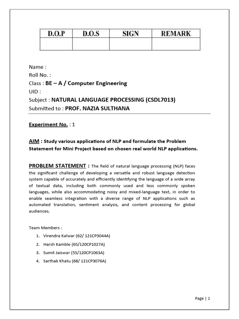 NLP Manual (1-12) 1 | PDF | Part Of Speech | Machine Learning