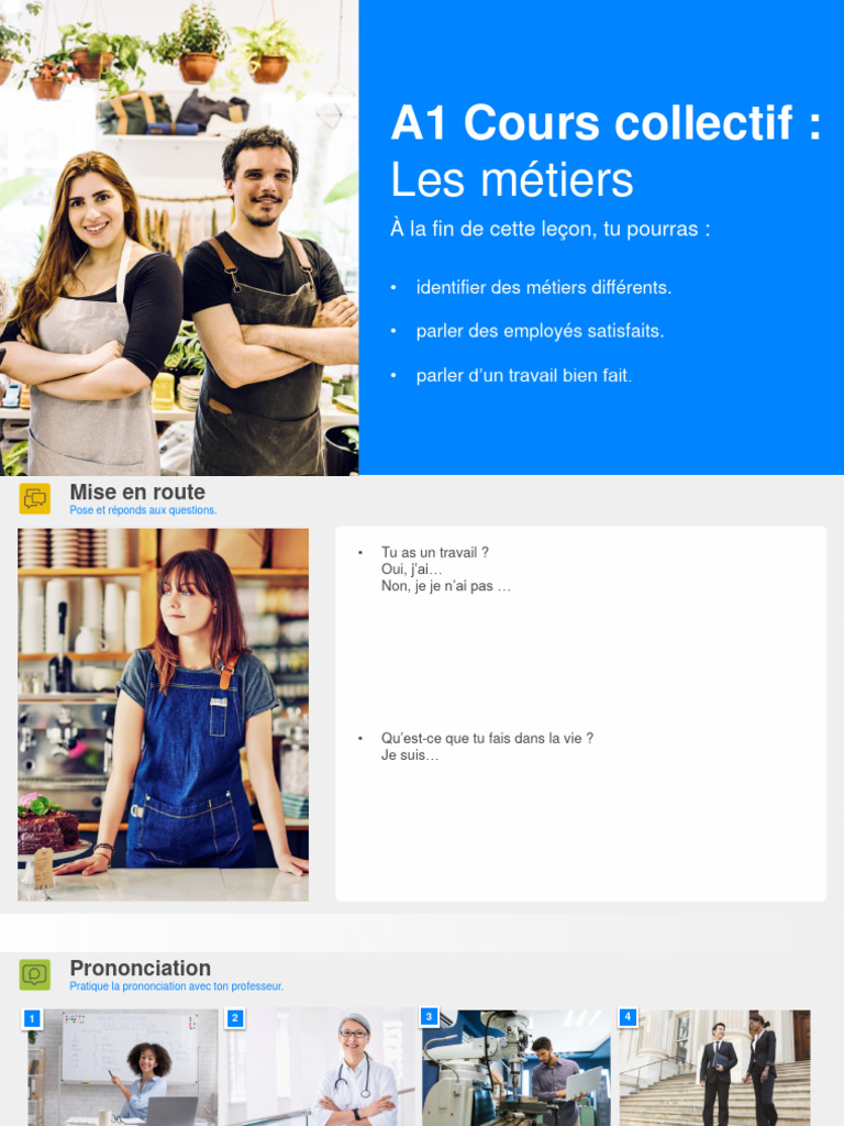 A1 FR Group Les Métiers | PDF | Évolution de carrière | Arts du langage ...