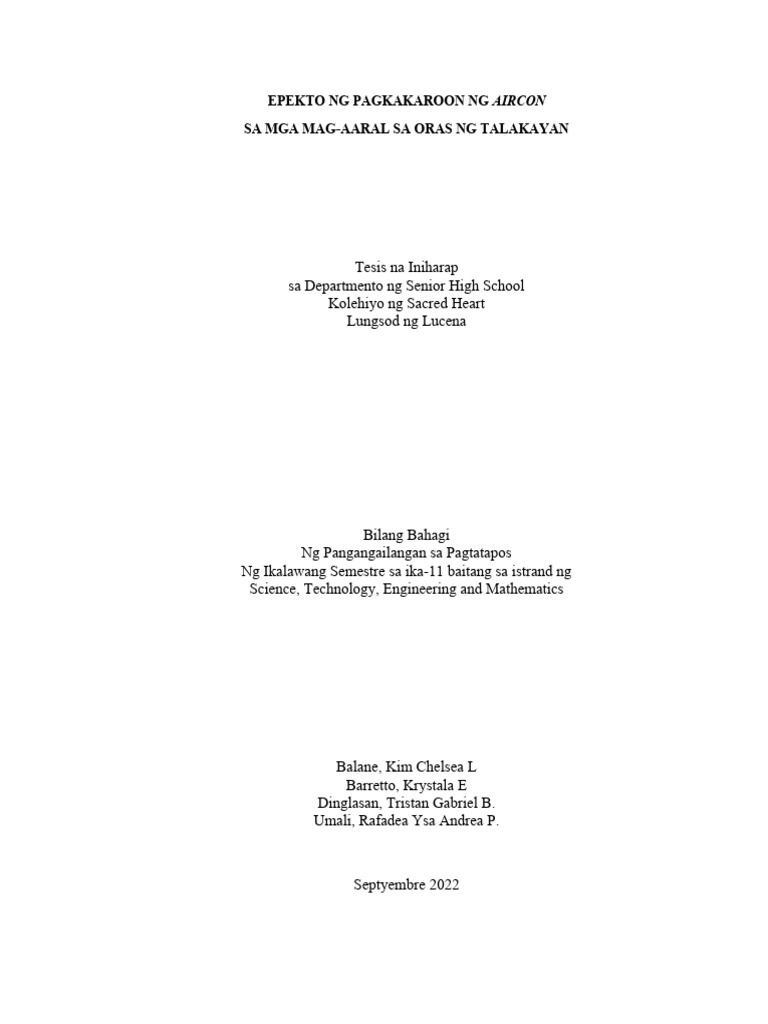 Epekto NG Pagkakaroon NG Aircon | PDF