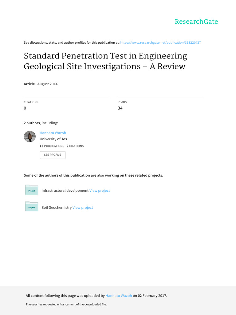 Standard Penetration Test in Engineering Geological Site Investigations ...