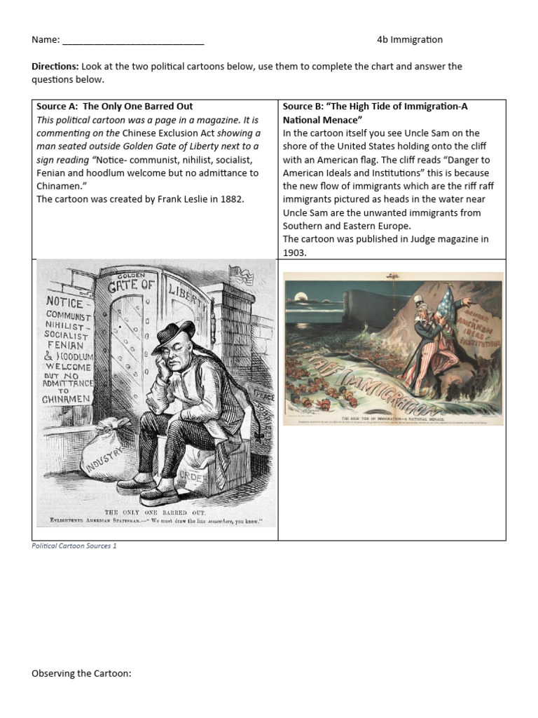 4b Immigration Political Cartoons-3-1 | PDF