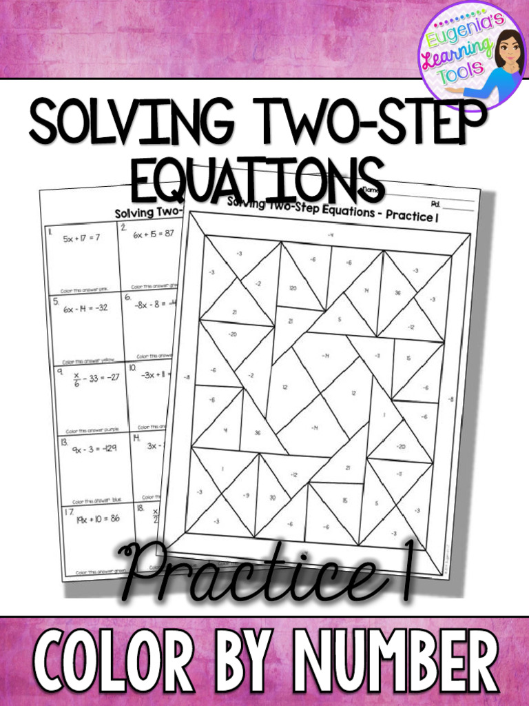 TwoStepEquationsColorByNumberWorksheetPractice1 1 | PDF | Color | Green