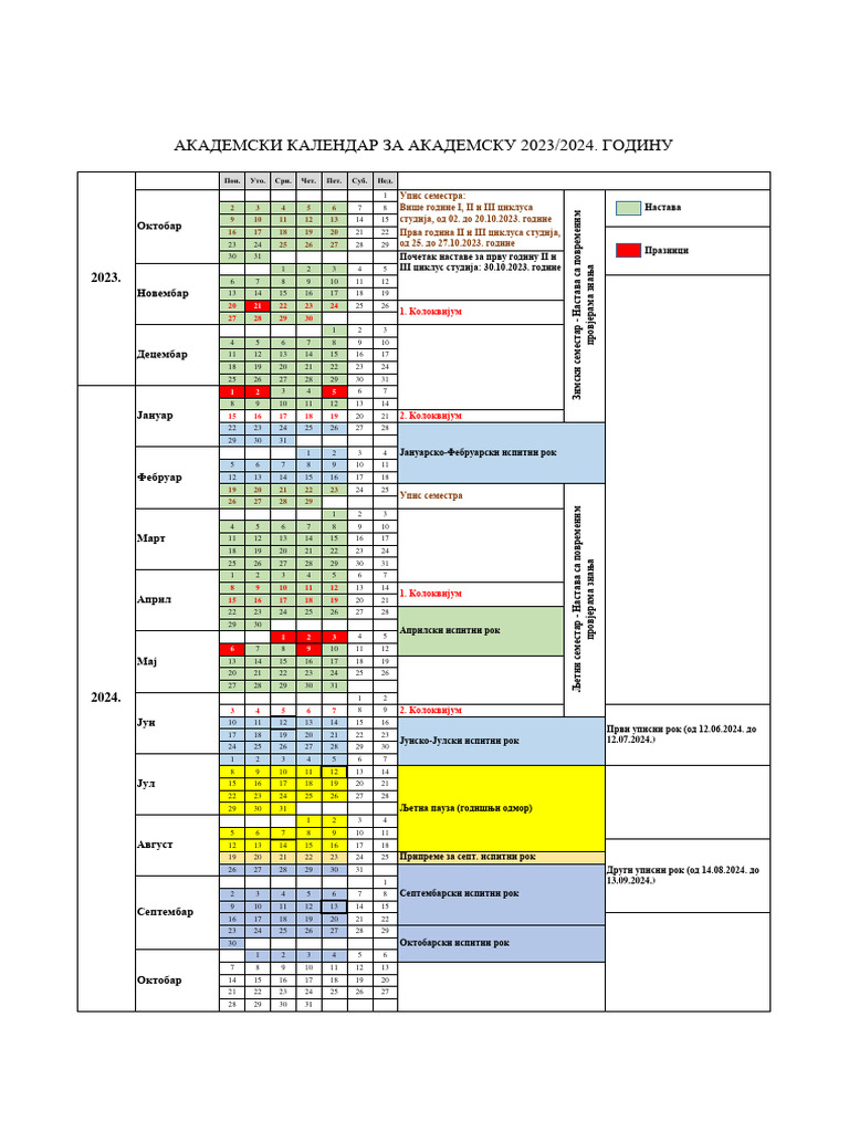 Akademski Kalendar 23.24 WEB | PDF
