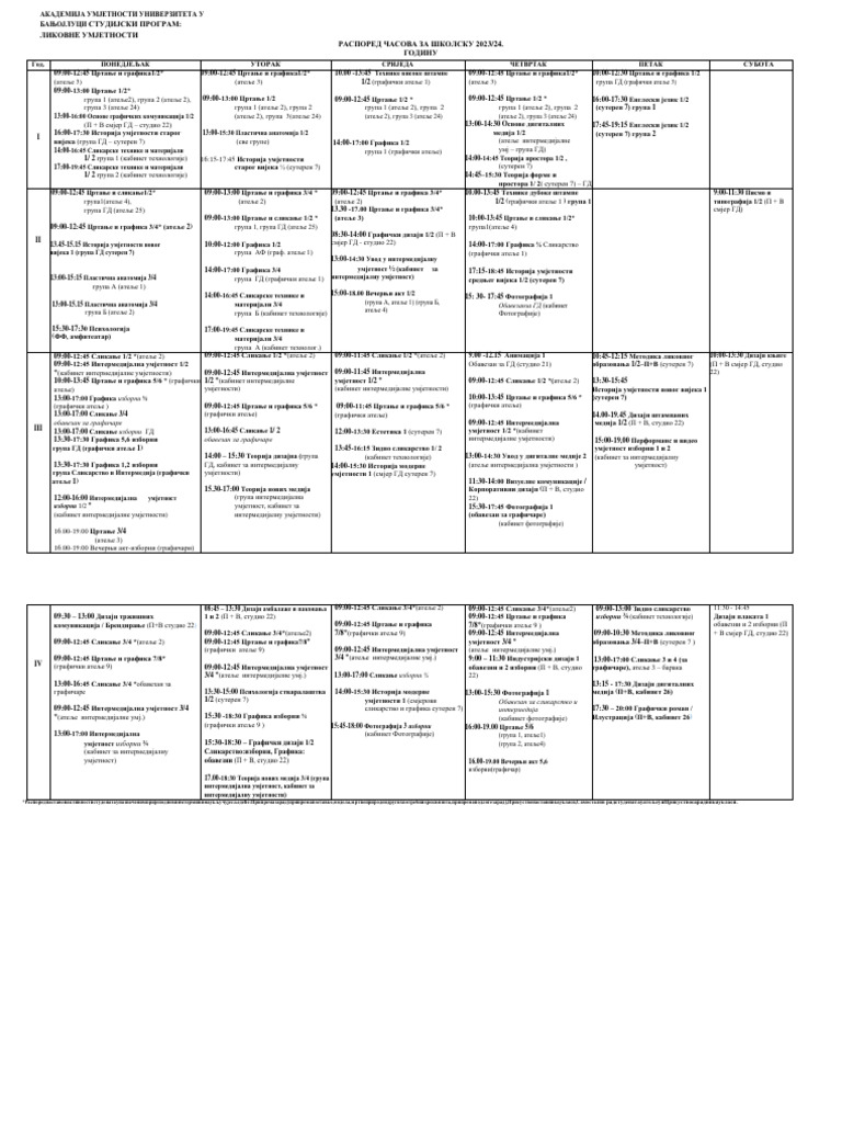 Splu Raspored Casova Za 2022 I 2023 1 - 1 | PDF