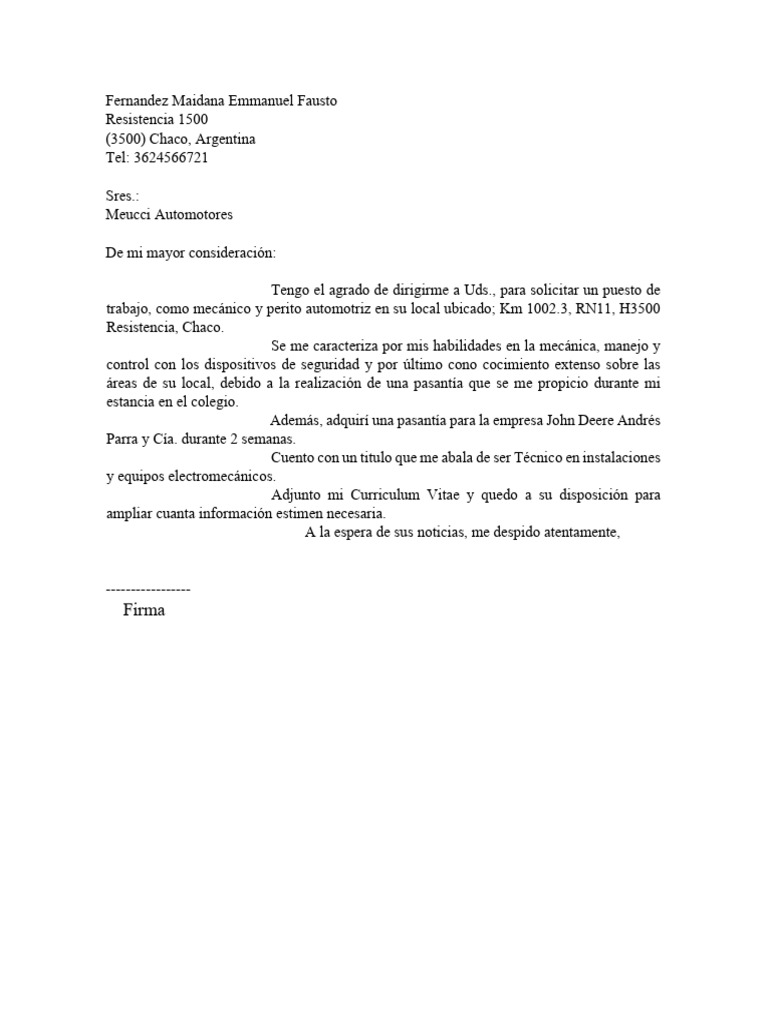 Carta de Curriculum Vitae | PDF