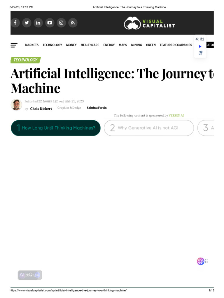 Artificial Intelligence - The Journey To A Thinking Machine | PDF ...