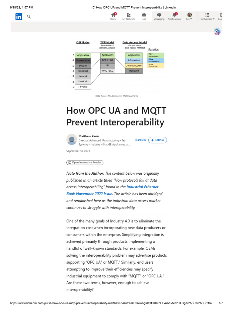 OPC UA vs MQTT: Interoperability Challenges | PDF | Interoperability | Computer Network