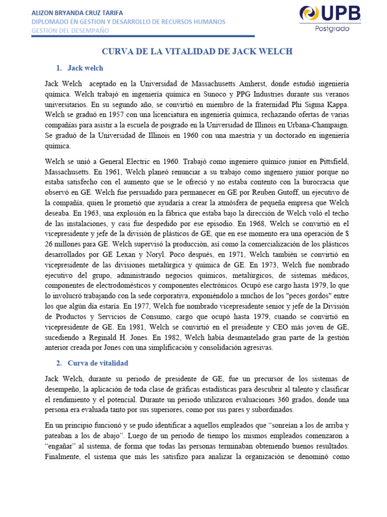 Curva de La Vitalidad de Jack Welch | PDF