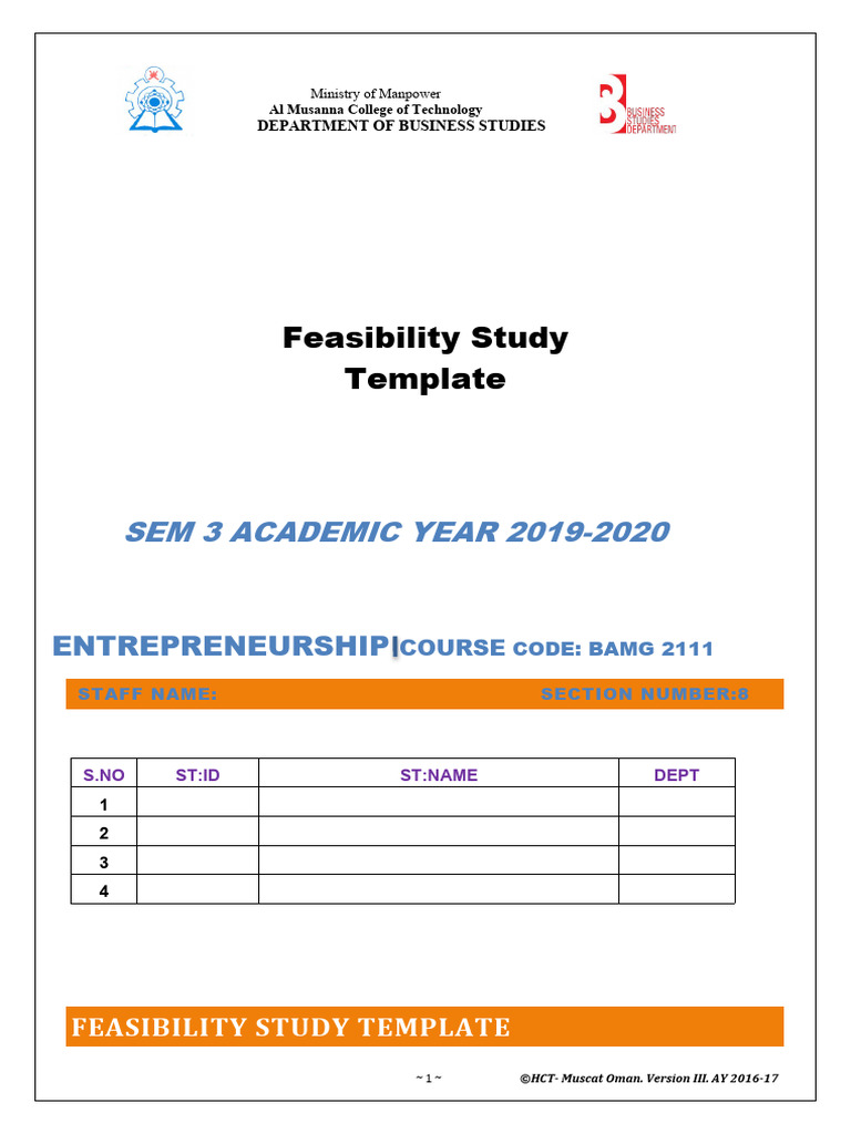Feasibility Study Template | PDF | Feasibility Study | Swot Analysis