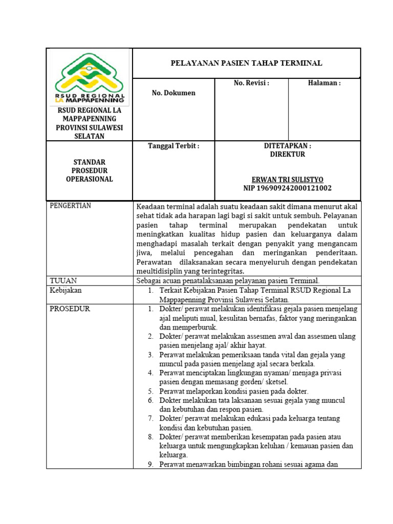 Prosedur Pelayanan Pasien Terminal RSUD | PDF