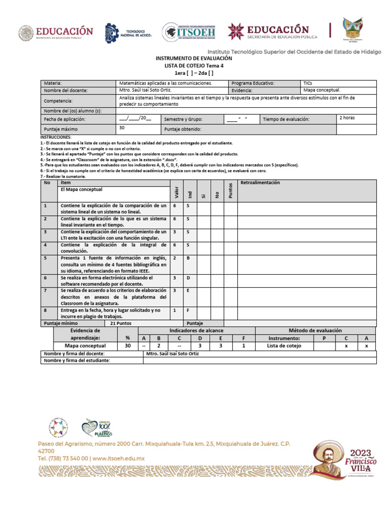Evaluación de Mapas Conceptuales en TICs | PDF | Evaluación