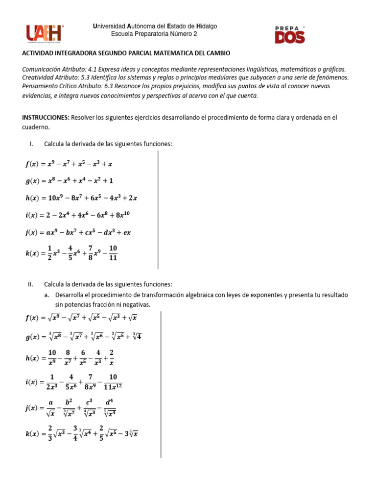 Actividad Integradora 2do Parcial Matematica Del Cambio-1 | PDF