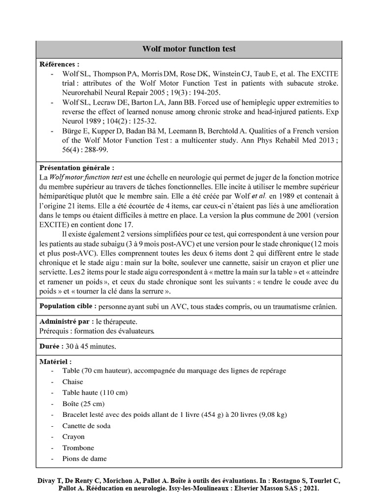 Wolf Motor Function Test | PDF | Main