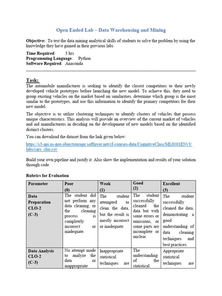 DWM Lab 11 (Open Ended Lab) | Download Free PDF | Statistics | Data