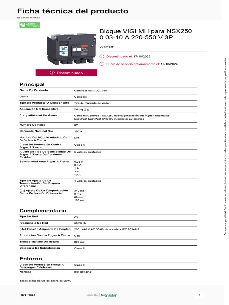 Schneider Electric - ComPact-NSX-630A - LV431535 | PDF | Ingenieria ...