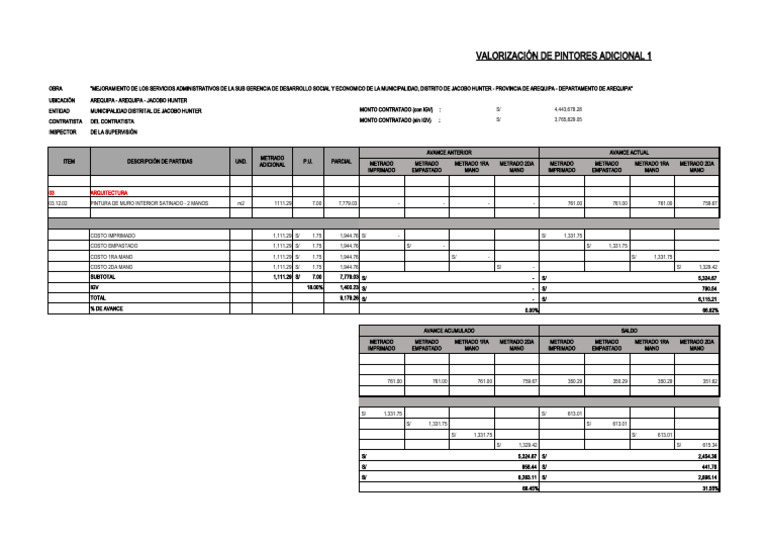Metrado Empastado e Imprimado Adi 5 | PDF