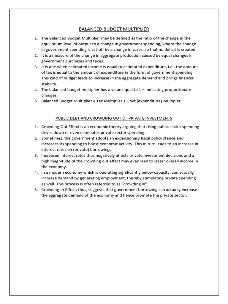 Balanced Budget Multiplier | PDF | Finance & Money Management | Social ...