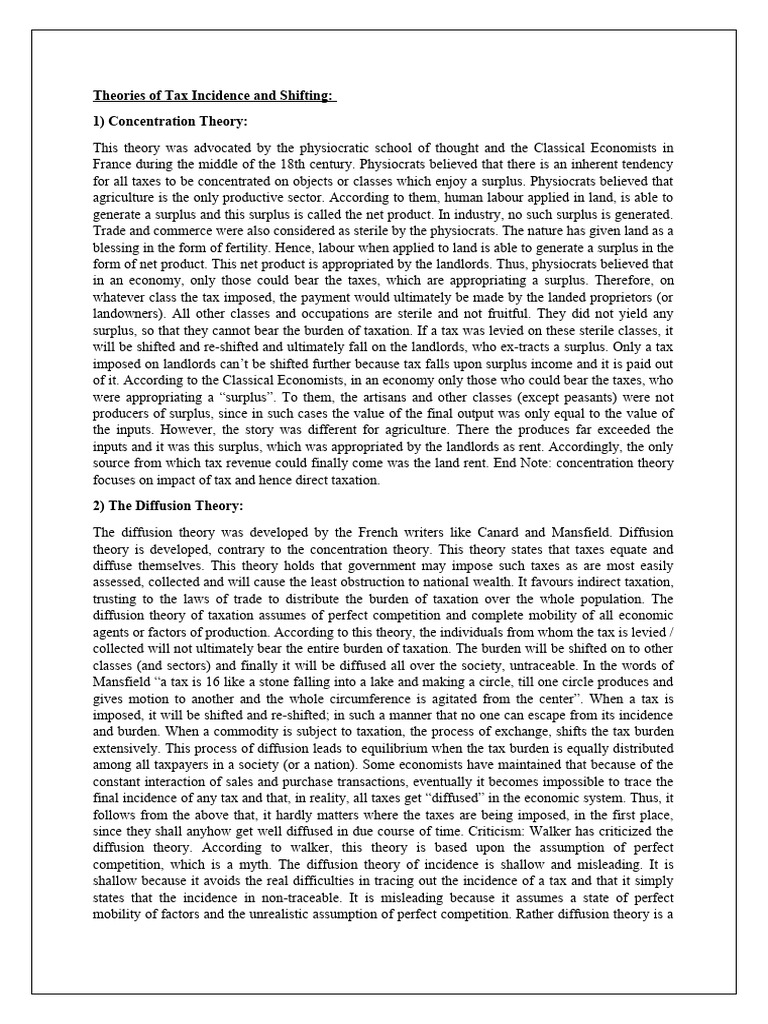 Theories of Tax Incidence and Shifting | PDF | Taxes | Tax Incidence