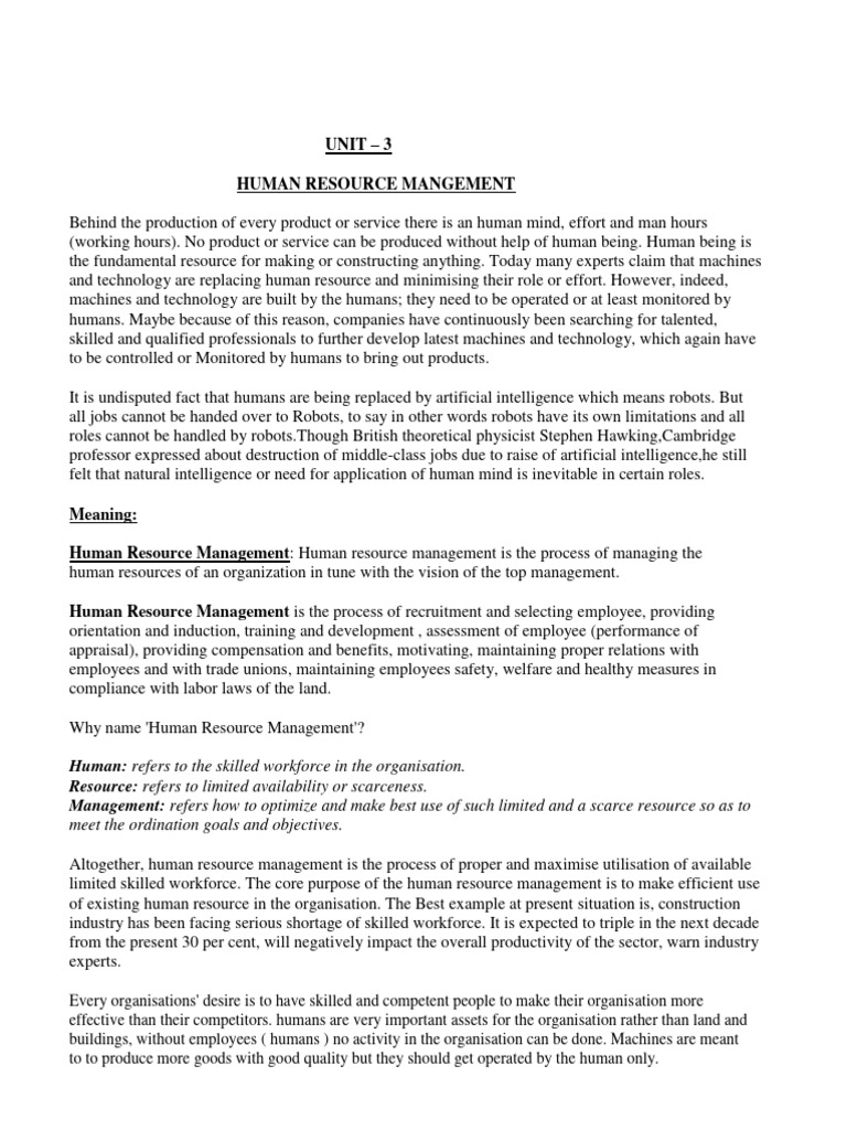 Unit Iv Hrm Pdf Human Resource Management Human Resources