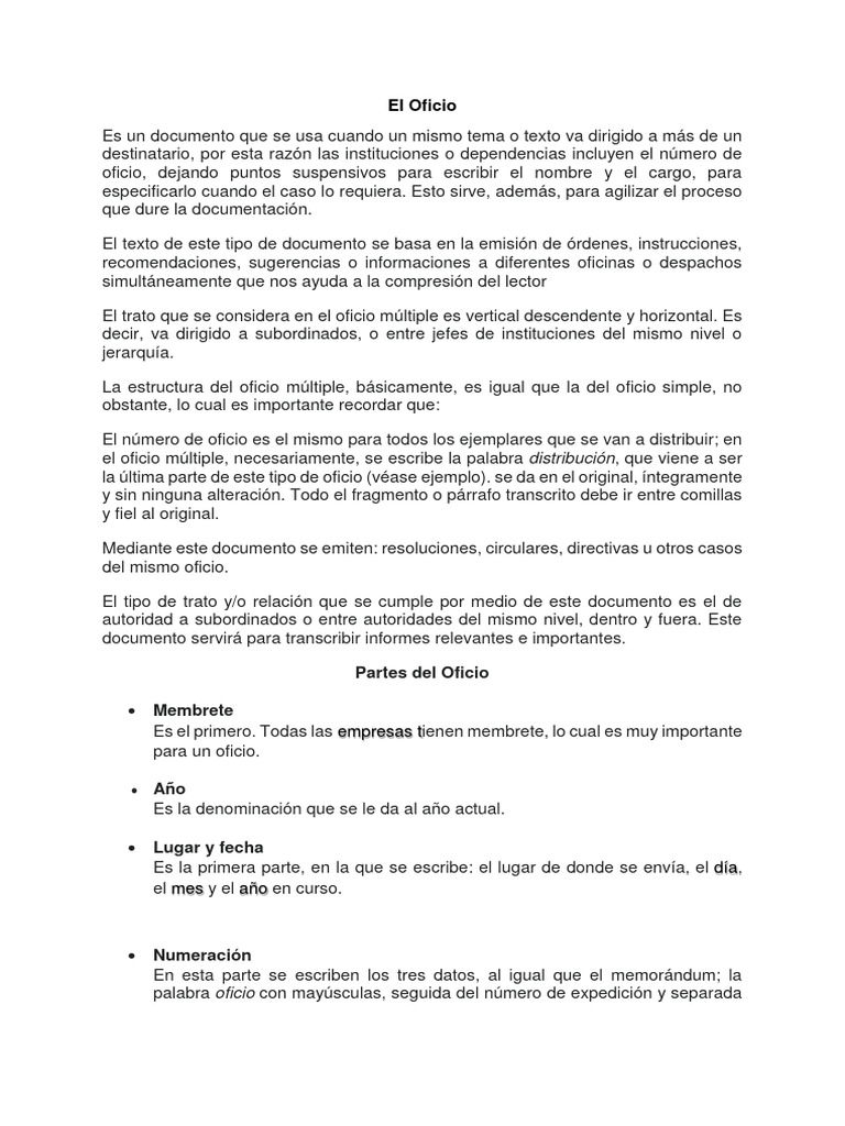 El Oficio | PDF | Caso de carta