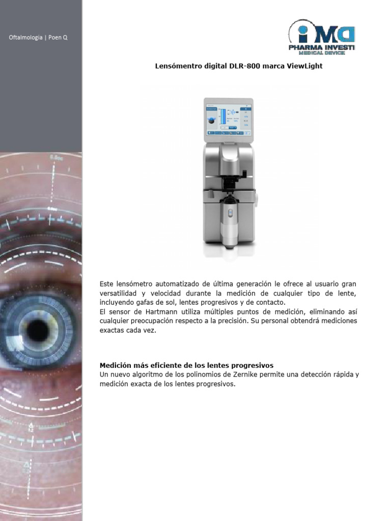 Ficha Técnica Lensometro DLR-800 | PDF | Ultravioleta | Óptica