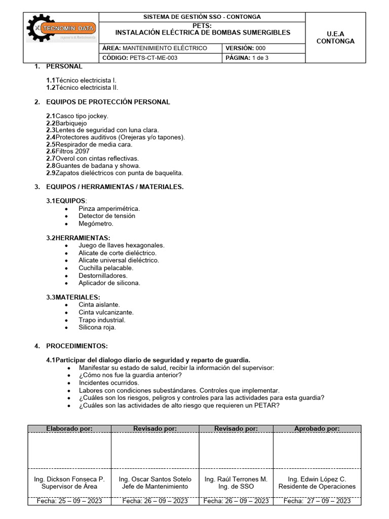 Pets-Ct-Me-003 Instalación Eléctrica de Bombas Sumergibles | PDF | Cantidades fisicas | Ciencia ...