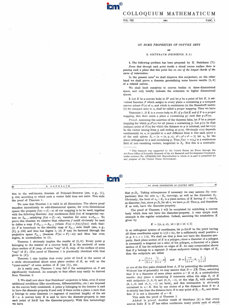 On Some Properties of Convex Sets | PDF