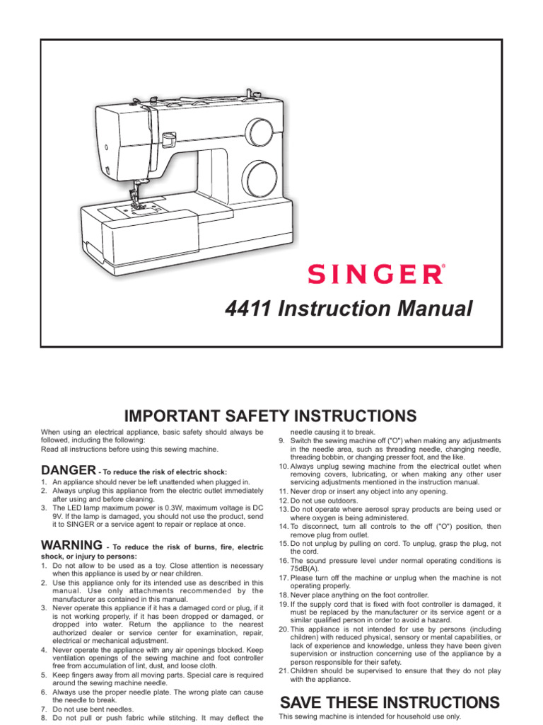 Singer 4411 | PDF | Sewing Machine | Sewing