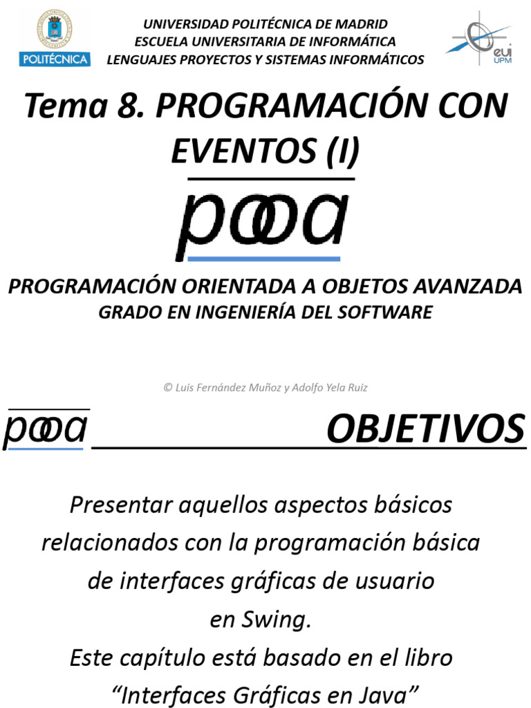 POOA Teoría 8. Programación Con Eventos (I) | PDF | Ventana (informática) | Java (lenguaje de ...
