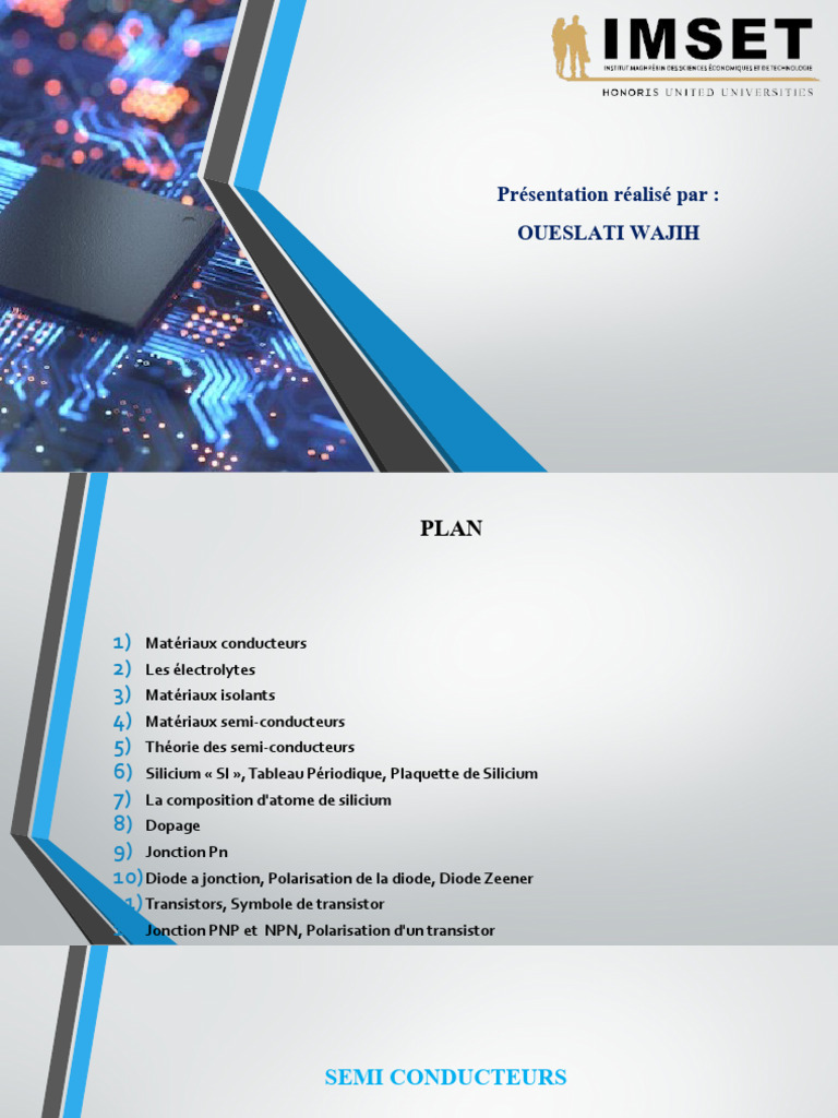 Semi Conducteurs - PPTX Wajih FINI | PDF | Semi-conducteurs | Dopage (semi-conducteur)