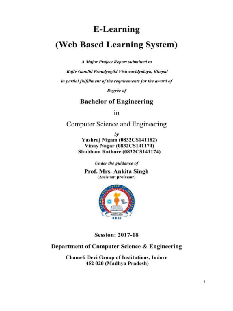 E Learning Project Report Yashraj Nigam | PDF