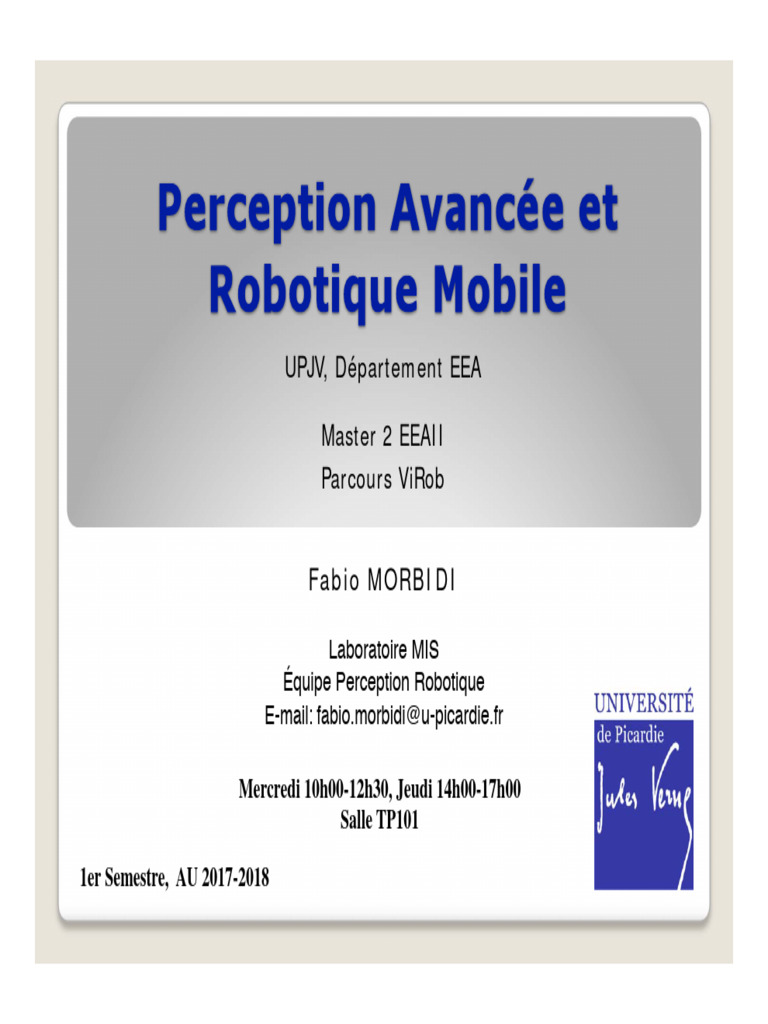 Cours de Robotique Mobile et Perception | PDF | Robot | Robotique