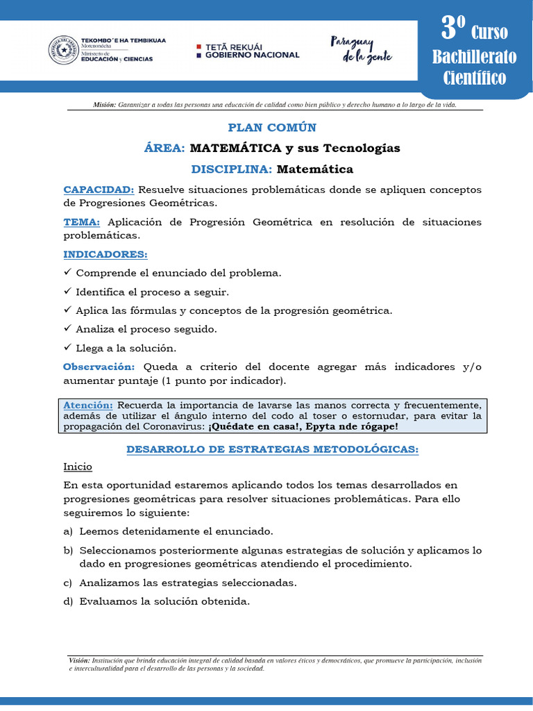 Progresiones Geométricas en Matemáticas 3º | PDF