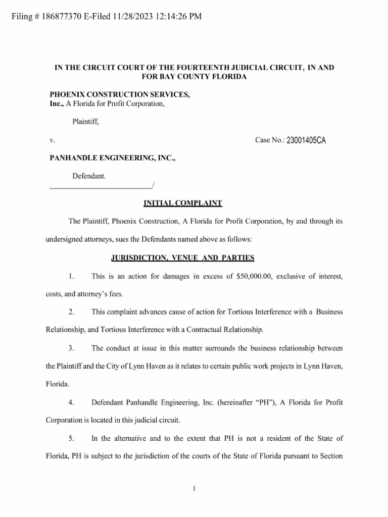 Phoenix Construction vs. Panhandle Engineering | PDF | Tortious ...