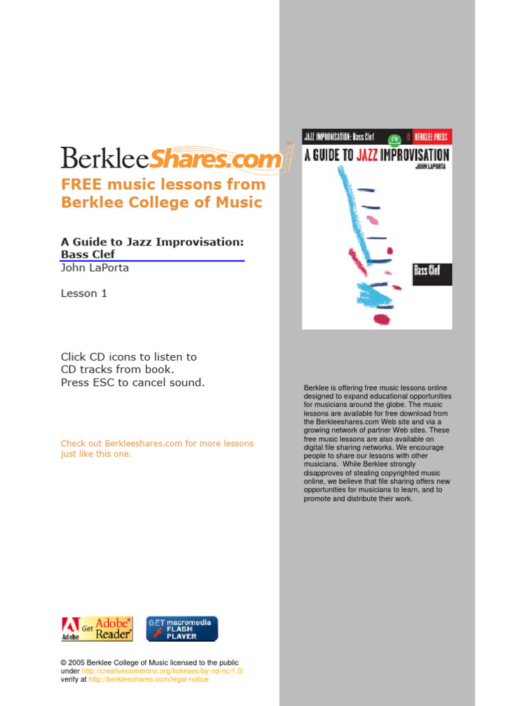 Berklee Jazz Improv Bass Clef | PDF | Rhythm | Scale (Music)