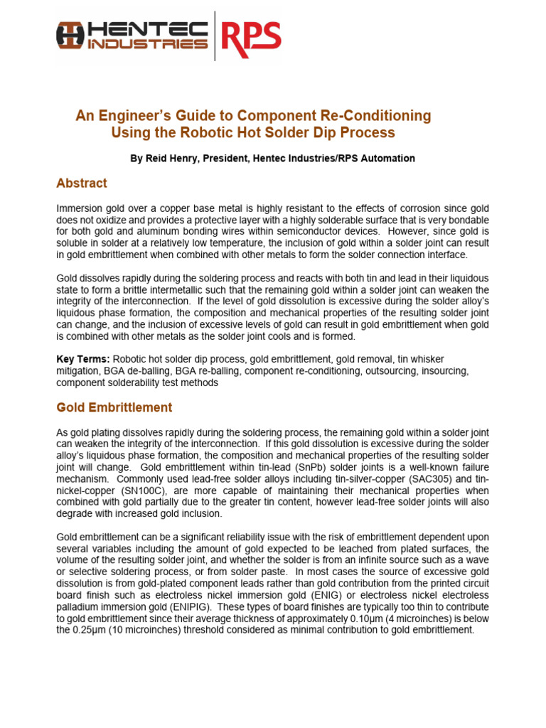 An Engineer S Guide To Component Re-Conditioning Using The RHSD Process | PDF | Solder | Soldering