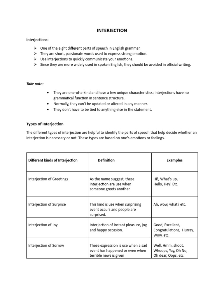 INTERJECTION - Docx Hard | Download Free PDF | Syntax | Language Mechanics