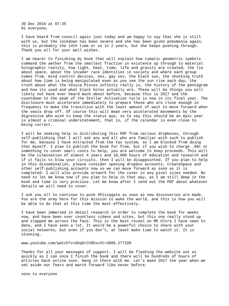 Open Letter - 30th December 2016 | PDF