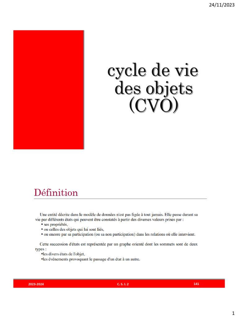 Définition du Cycle de Vie d'Objet | PDF | Finance et gestion monétaire
