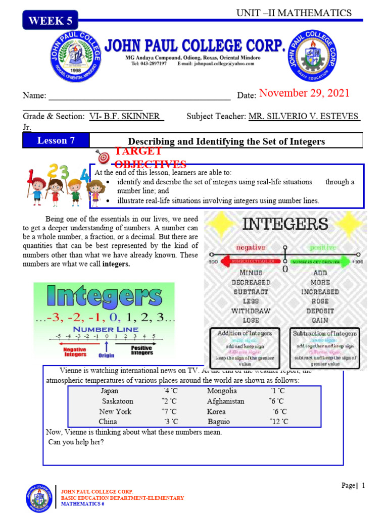 Math 6 Q.2 Module 5 | PDF | Integer | Numbers Math 6 Q.2 Module 5 | PDF | Integer | Numbers