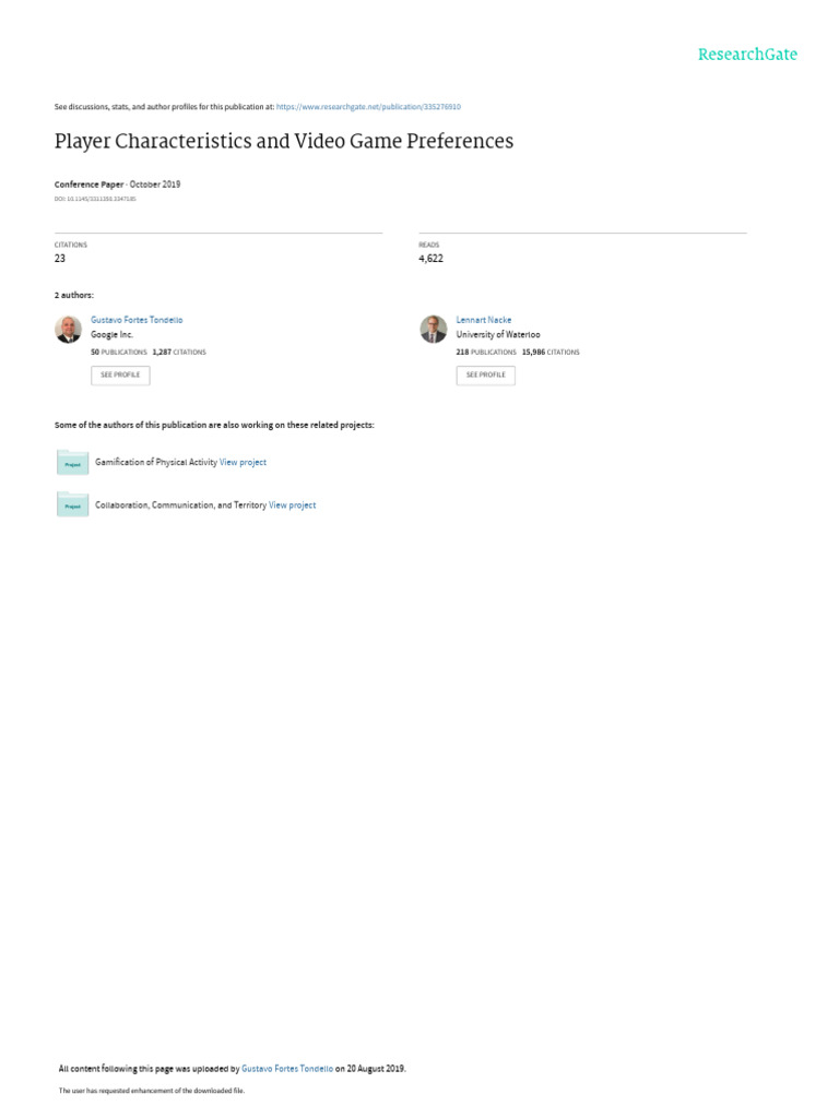 Player Characteristics and Video Game Preferences: October 2019 | PDF ...